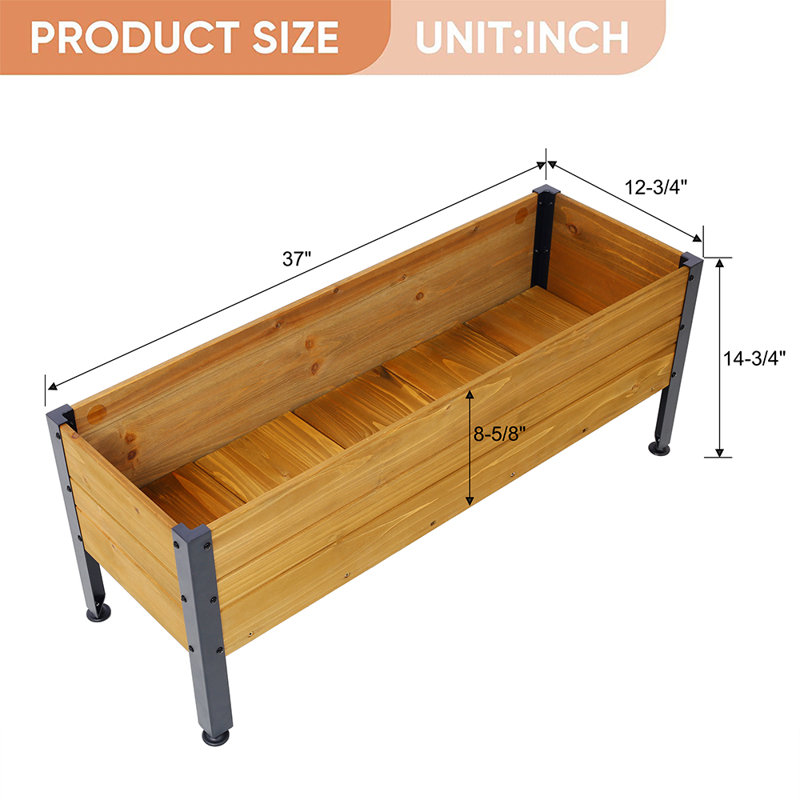 17 Stories Nemea Wood Rectangular Garden Planter Box Raised Bed Outdoor,Planters for Outdoor ...